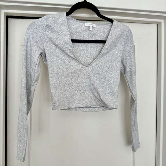 Kookai | Tops | Kookai Lydia Long Sleeve Crop Top Light Grey Marle ...